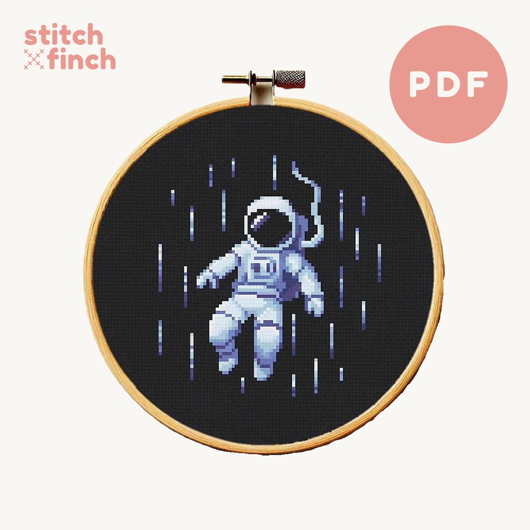 Cute Astronaut Cross Stitch Pattern Astronaut Spaceman in a Black Hole ...