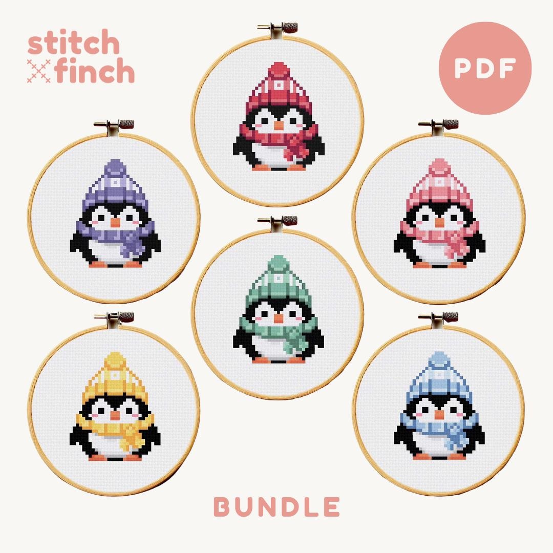 Cute Penguin Cross Stitch Pattern Winter Hat and Scarf Christmas Cross ...