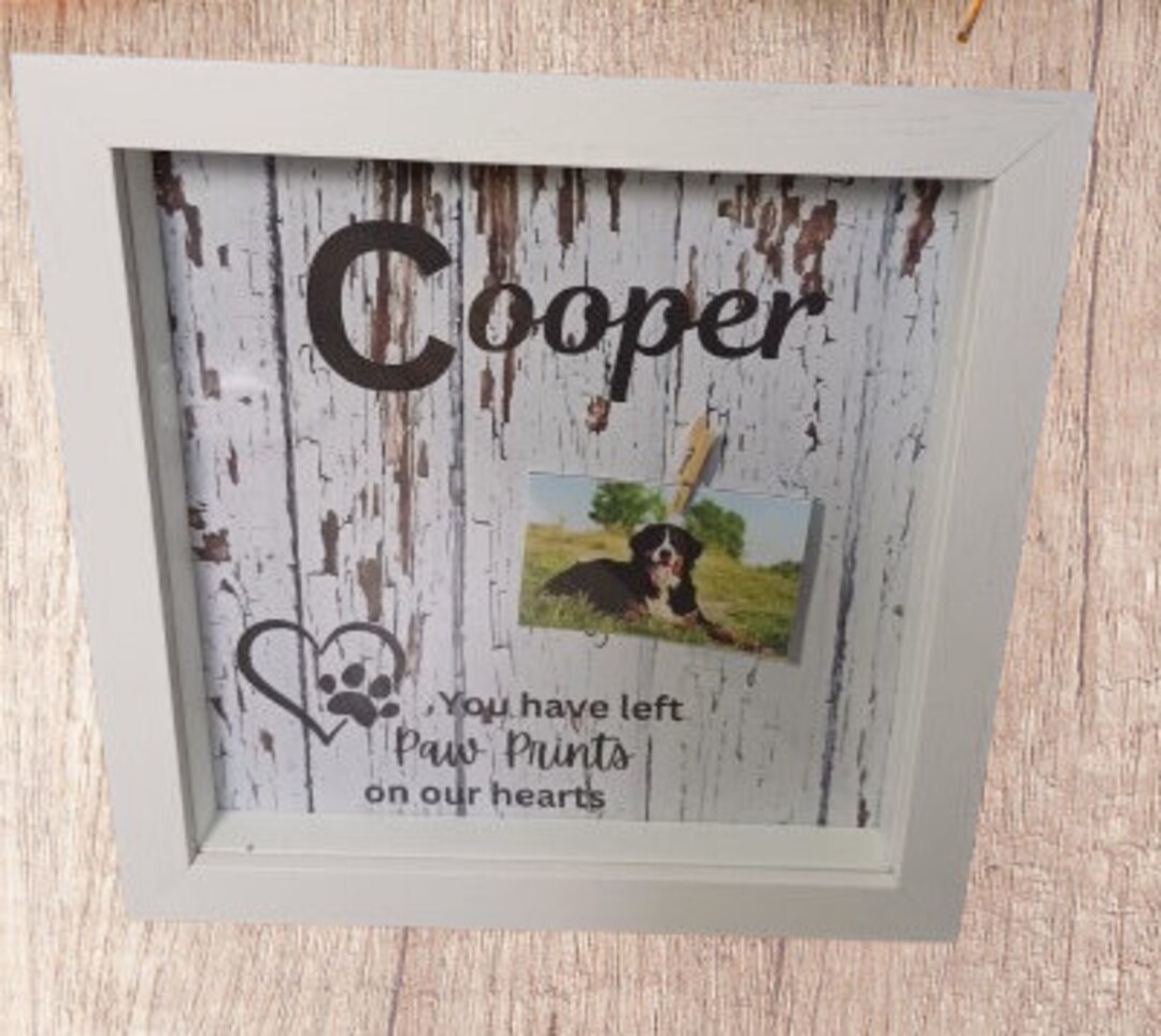 Custom Dog Memorial Shadow Box, Pet Paw Print Frame, Pet Bereavement ...