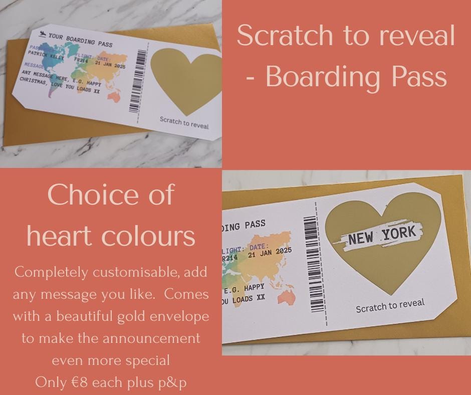 Scratch-off Boarding Pass, Travel Reveal Gift, Custom Boarding Pass ...