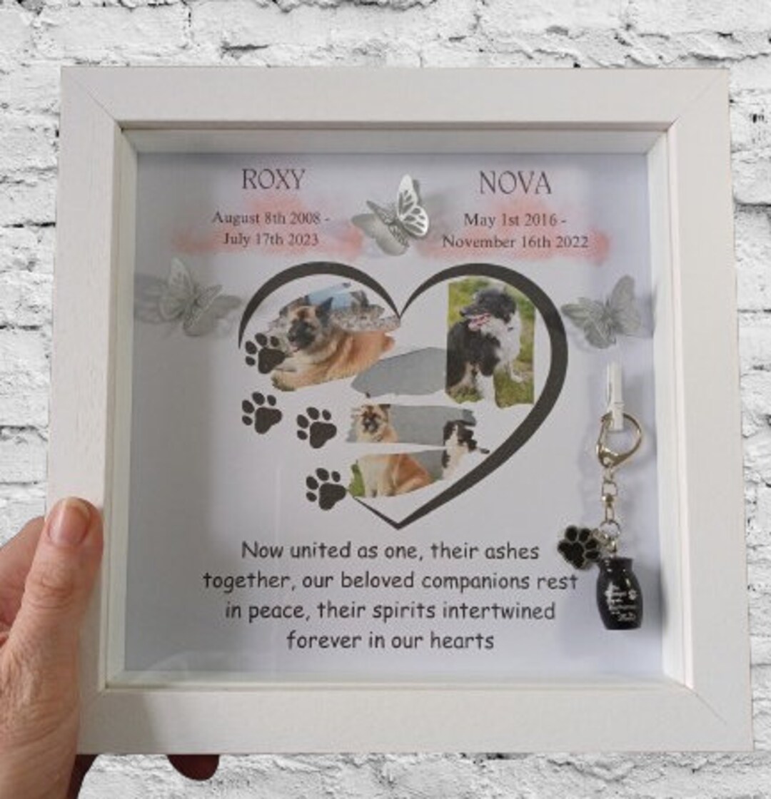 Custom Dog Memorial Shadow Box, Pet Paw Print Frame, Pet Bereavement ...