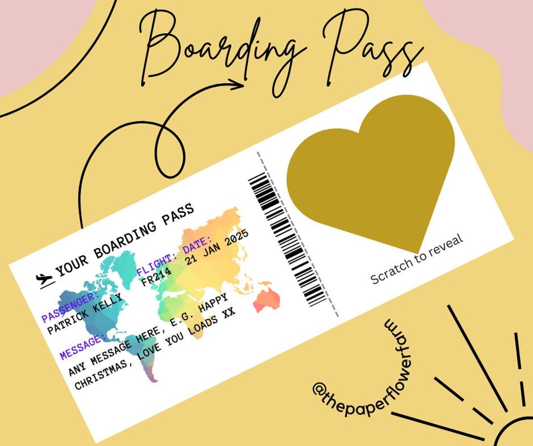 Scratch-off Boarding Pass, Travel Reveal Gift, Custom Boarding Pass ...