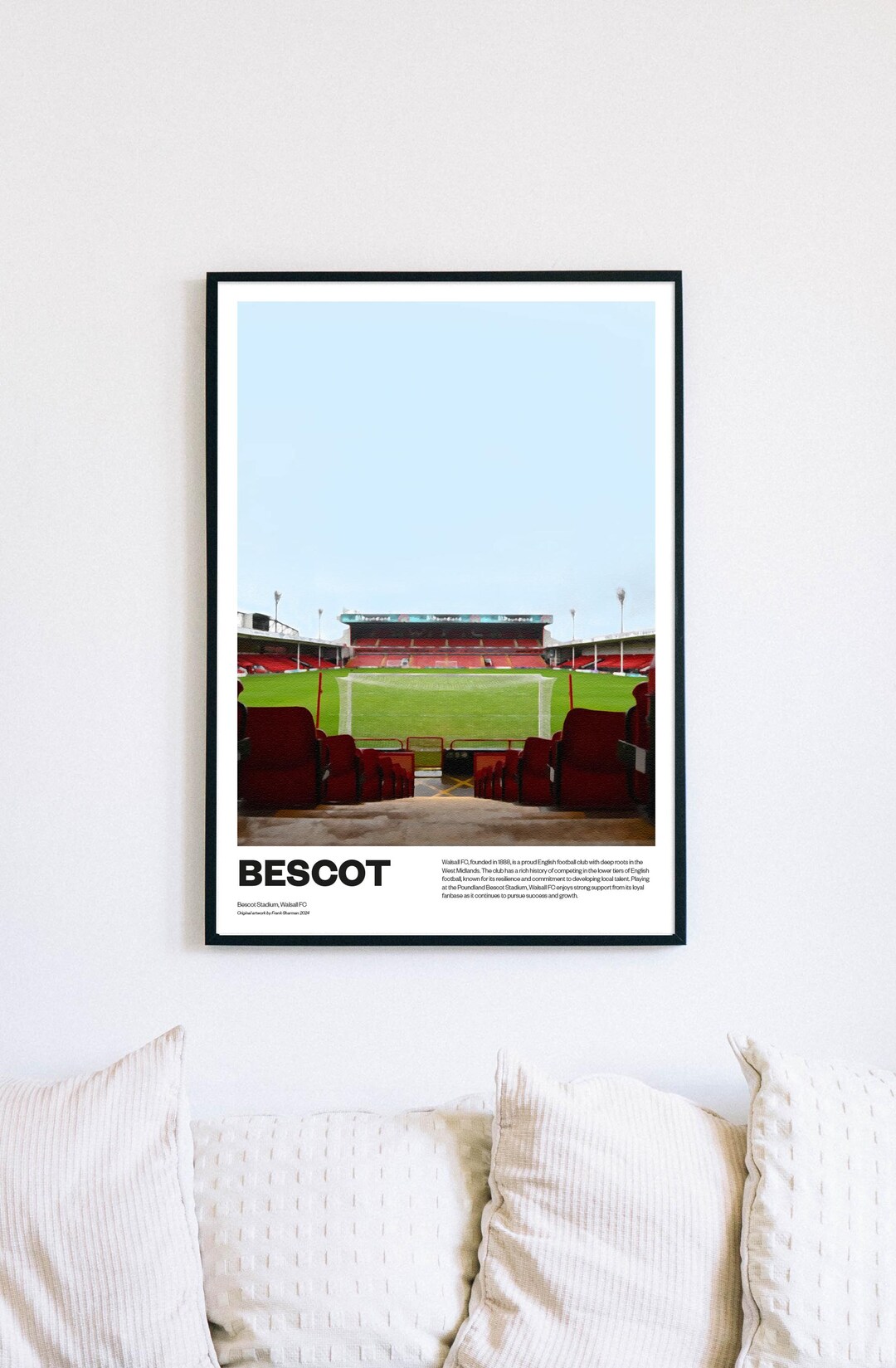 Walsall Bescot Stadium - Poster Print A4 A3 Painting - Stadium Ground ...