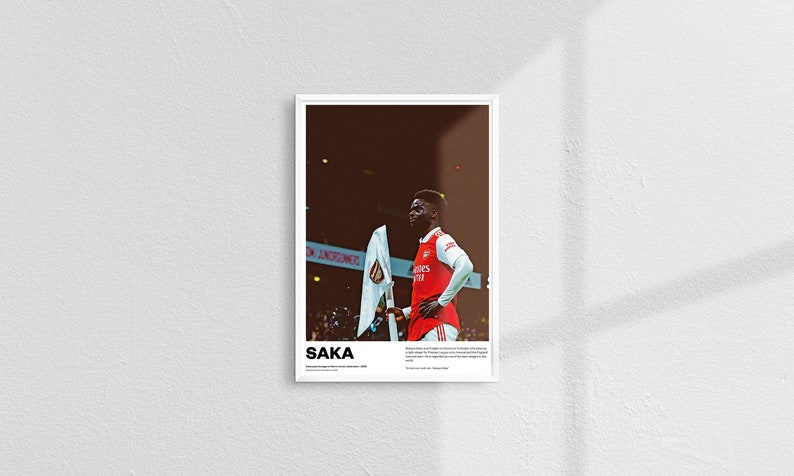 Bukayo Saka Arsenal Football Poster Print Vintage Retro A5 A4 A4 Print ...