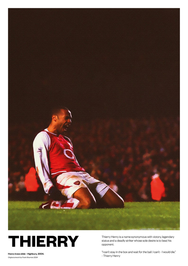Thierry Henry France Arsenal Football Poster Print World Cup Vintage ...