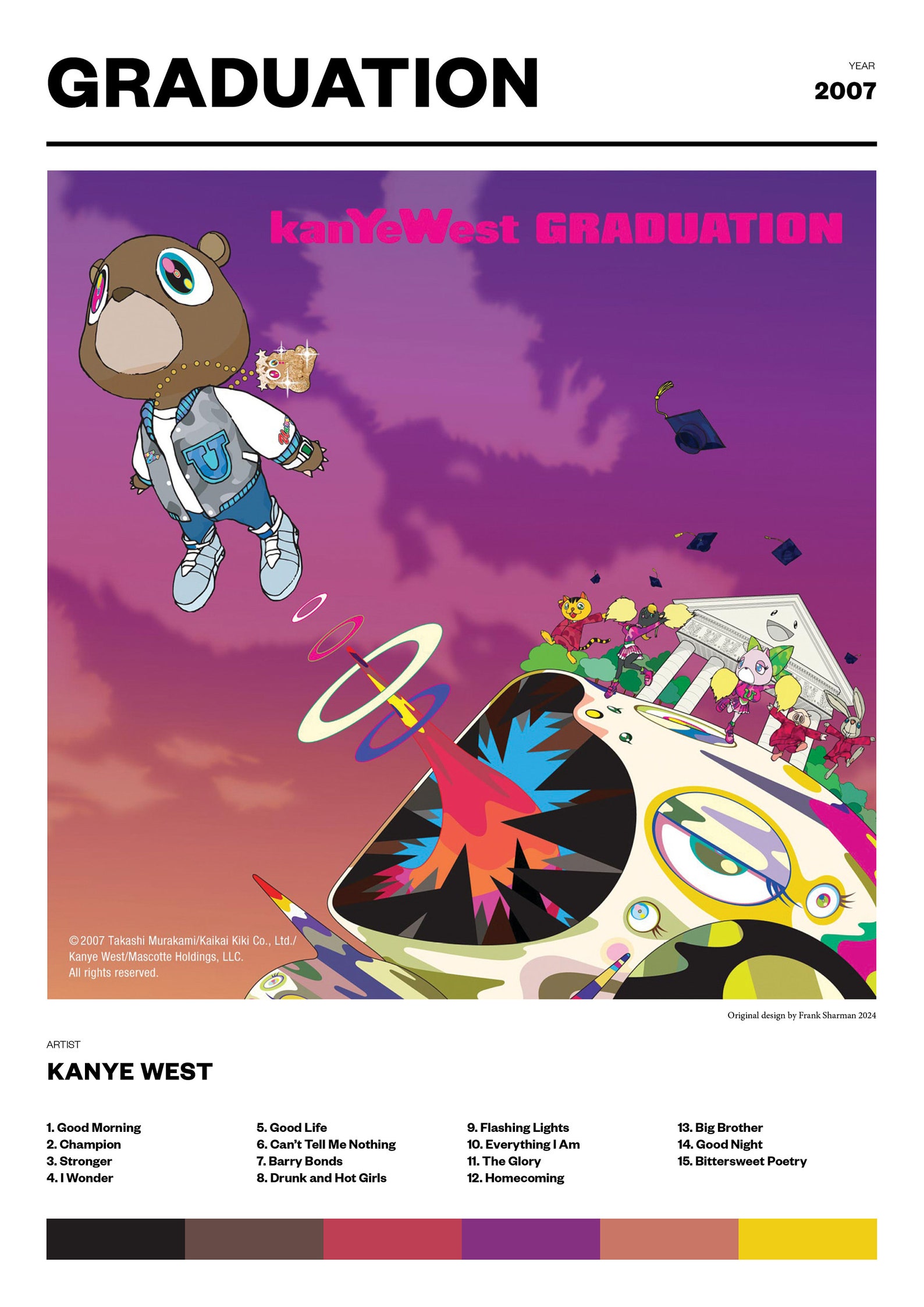 Kanye West - Graduation - Album Poster - Vintage - Frame Not Included ...