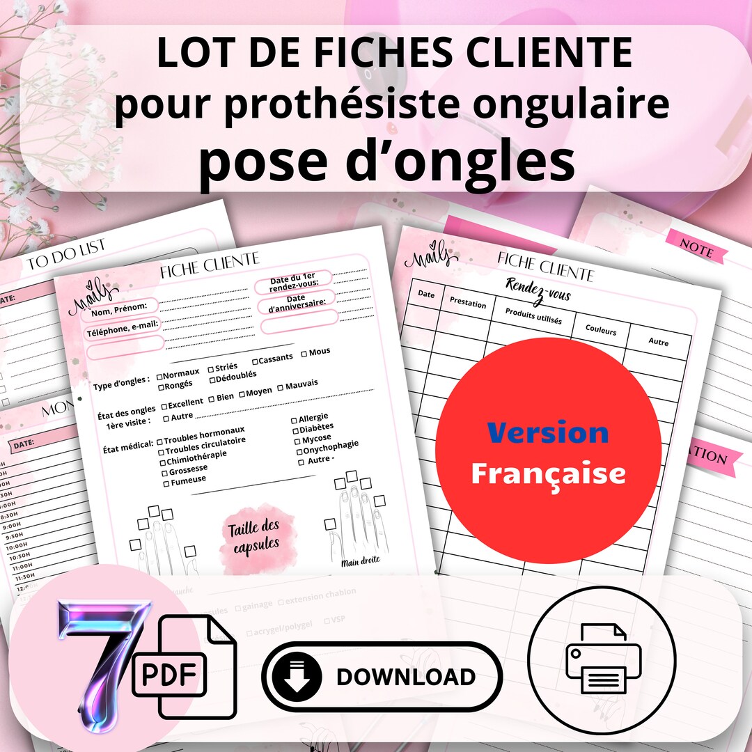 Client Sheet for Manicure Nail Technician, Nail Application, Client ...