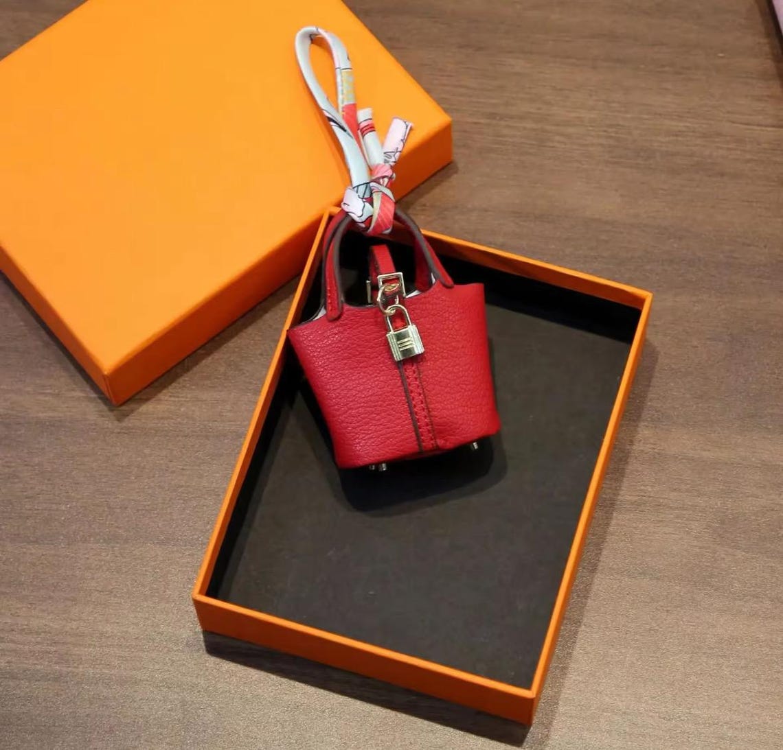 Leather Bag Charm Mini Purse With Lock, Detachable Handbag Micro ...