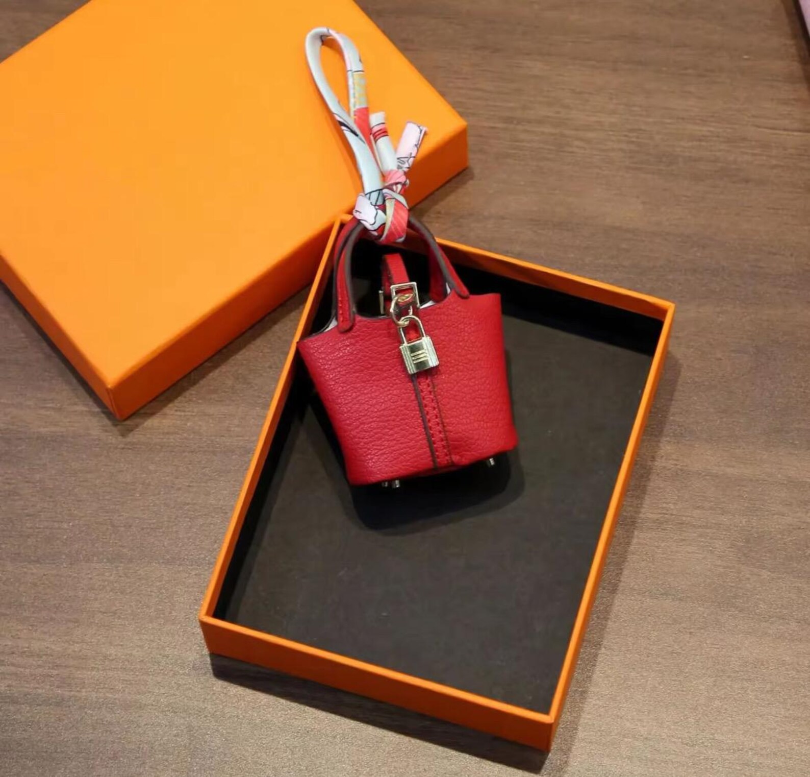 Leather Bag Charm Mini Purse With Lock, Detachable Handbag Micro ...