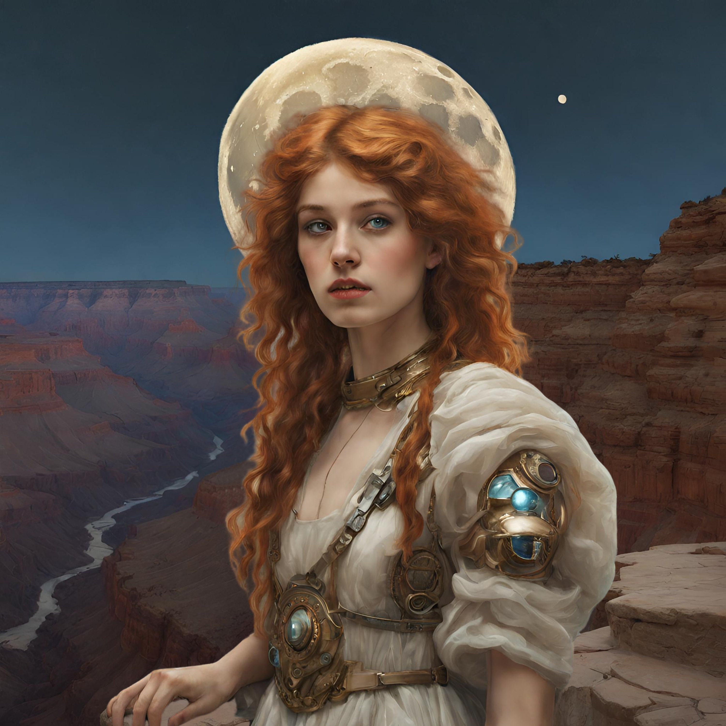 New Original A Beautiful Pre Raphaelite Woman Walking in the Grand ...