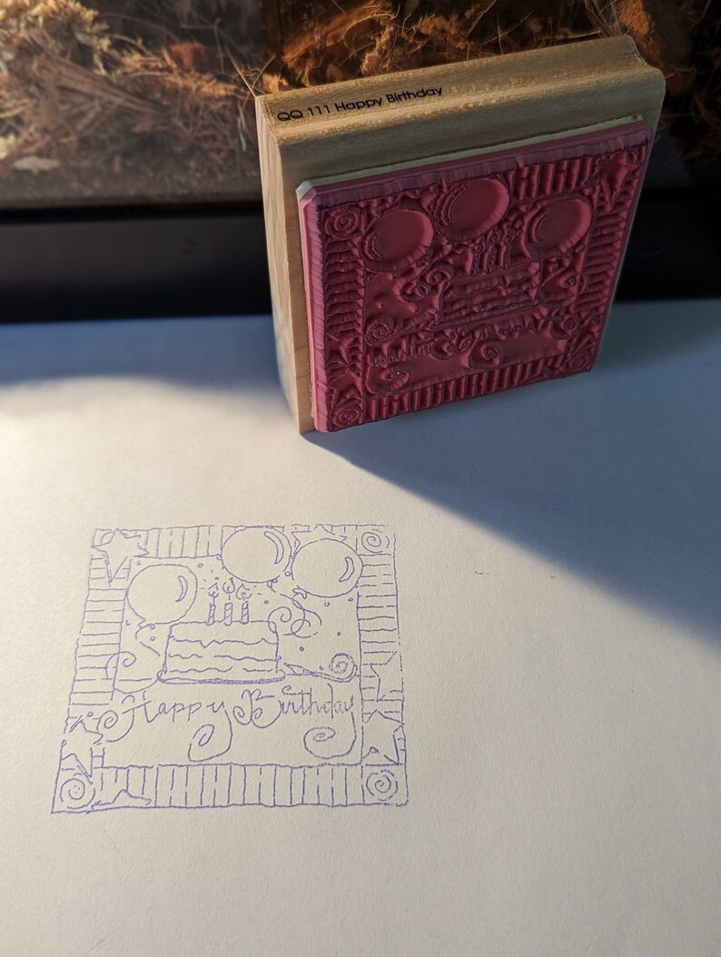 Happy Birthday Rubber Stamp - Etsy