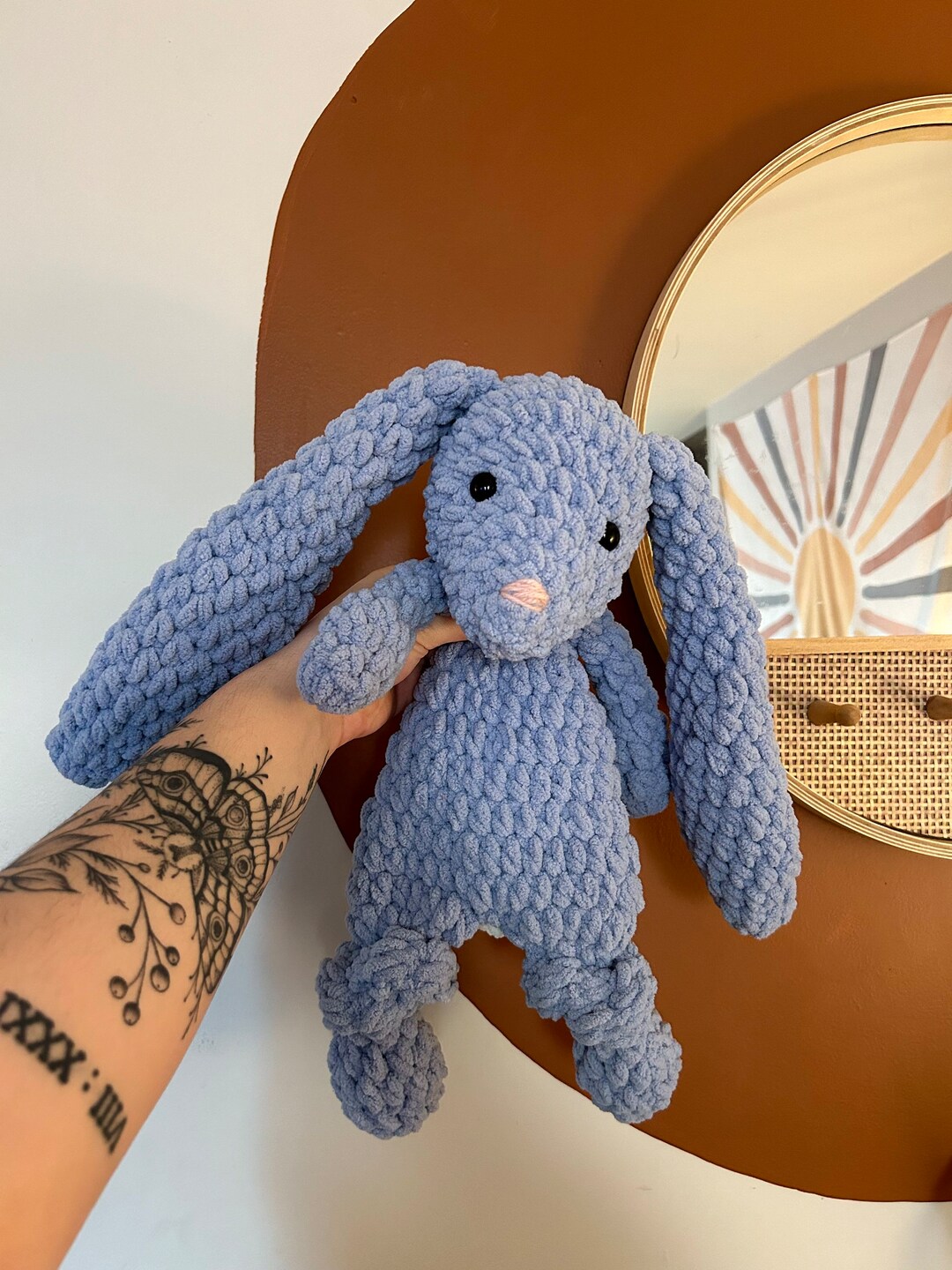 Crochet Floppy Eared Bunny Lovey Handmade Bunny Snuggler Easter Basket ...