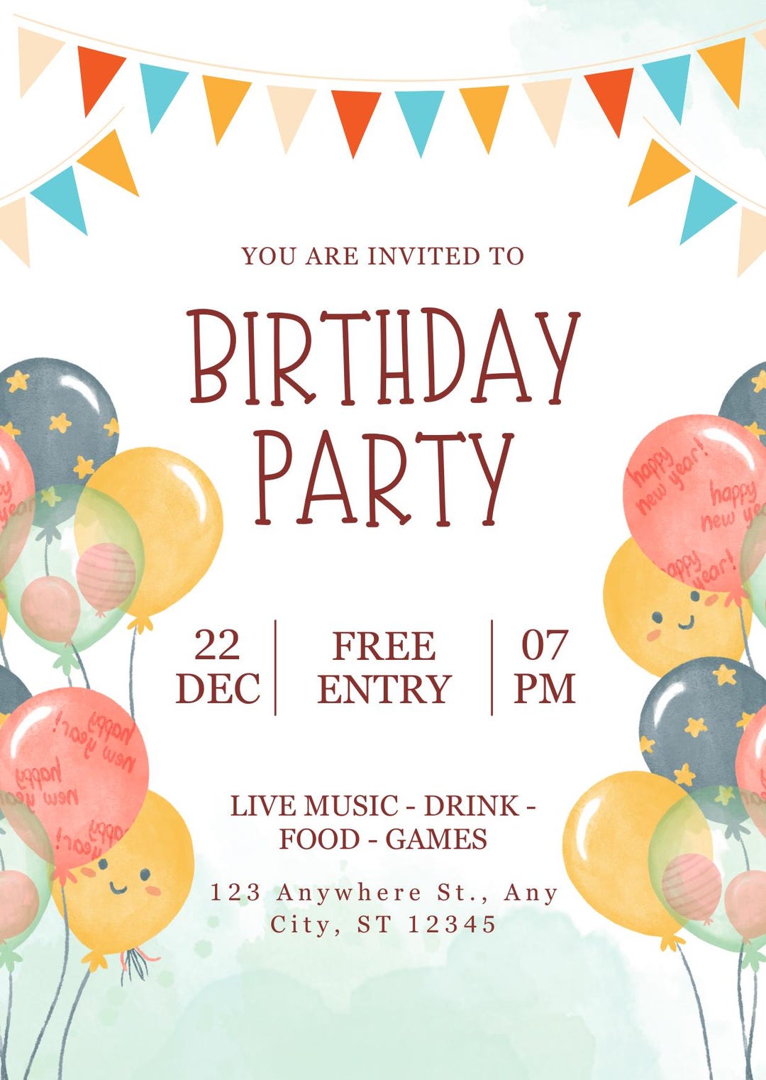 Editable Floral Birthday Invitation | Canva Template | Digital Birthday ...