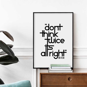 Bob Dylan Don't Think Twice Poster - Etsy