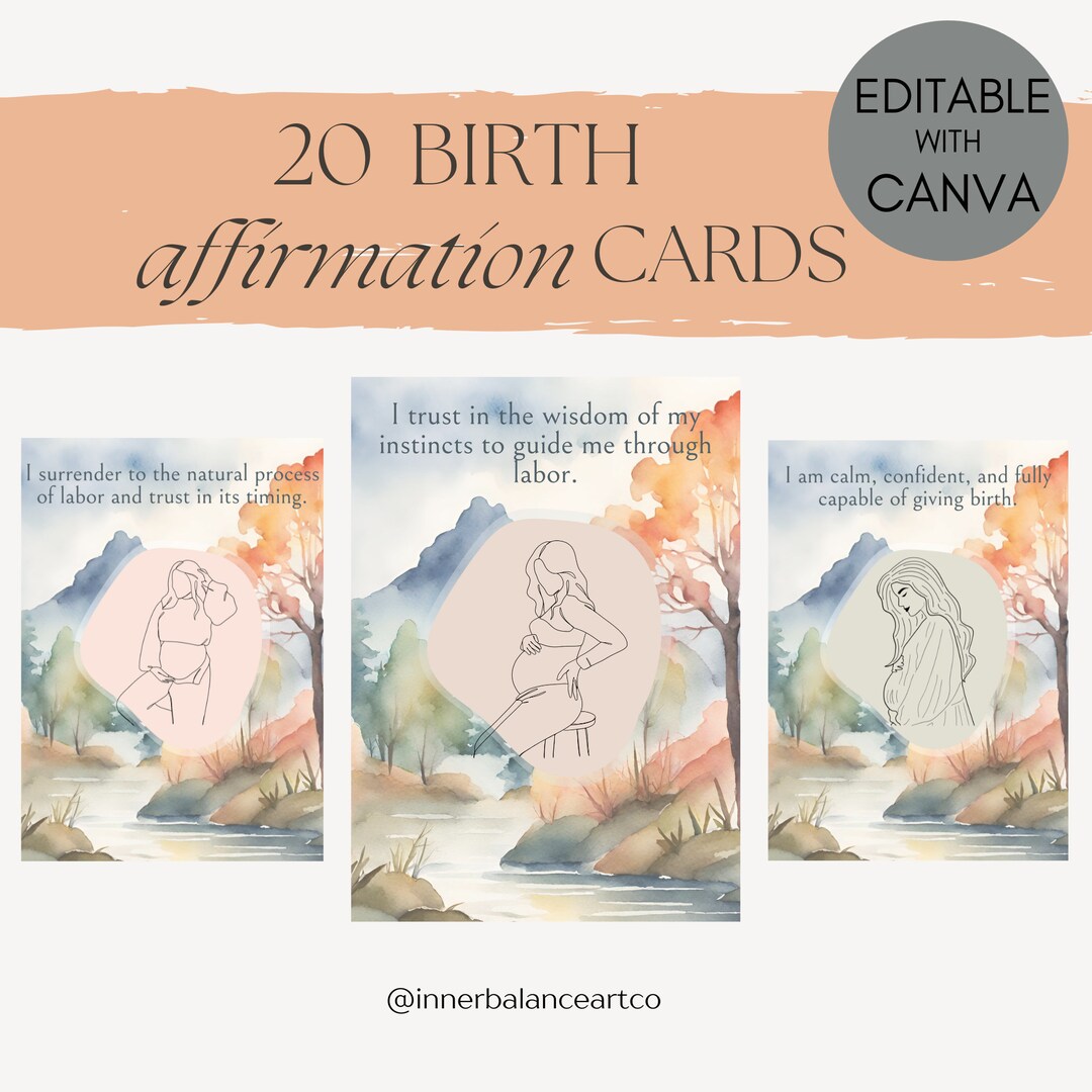 Pregnancy Affirmation Cards, Printable Positive Birth Affirmations ...