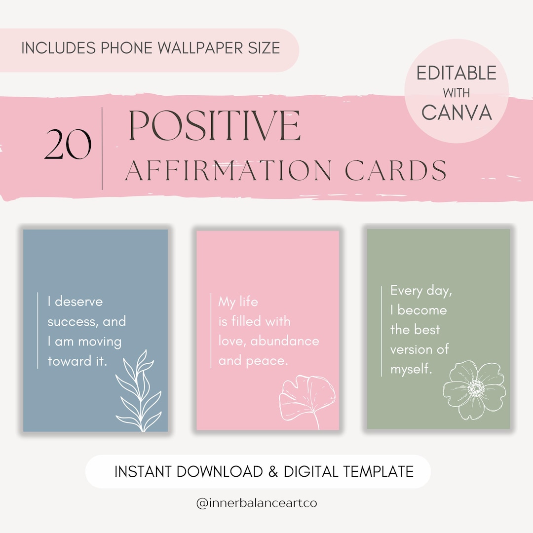 Positive Affirmation Cards, Mindfulness Cards, Therapy Worksheets ...