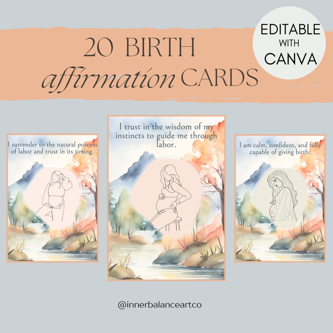 Pregnancy Affirmation Cards, Printable Positive Birth Affirmations ...