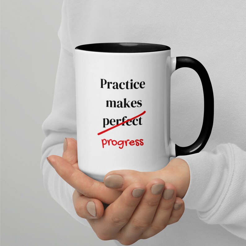 Practice Makes Progress Mug With Color Inside - Etsy