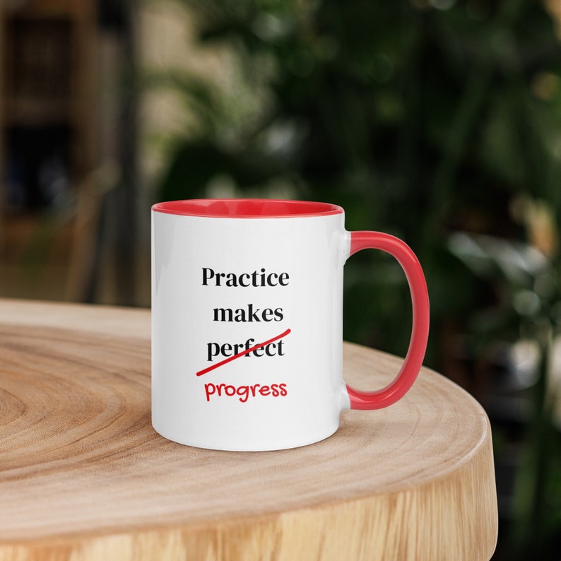 Practice Makes Progress Mug With Color Inside - Etsy