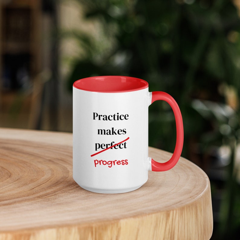 Practice Makes Progress Mug With Color Inside - Etsy