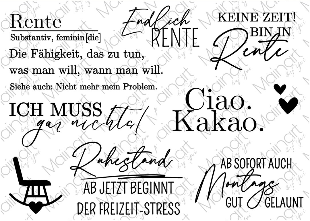 RUB-On Sticker Rente, Rentner, Ruhestand, A5 randlos, glänzend und ...
