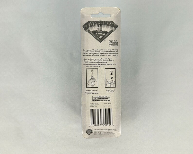 Sealed Superman Child Toothbrush Collectible (RARE 1999 Warner Bros ...