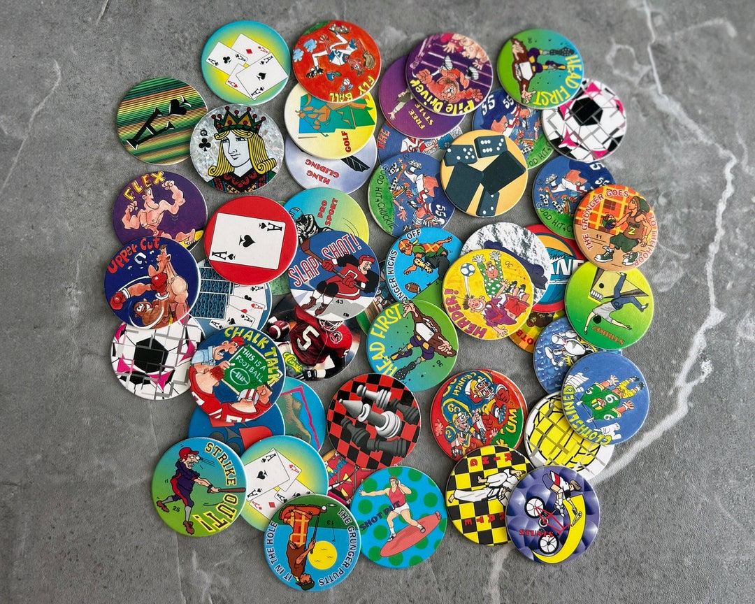 Lot of 49 Vintage Pogs Sports & Games Bundle - Etsy