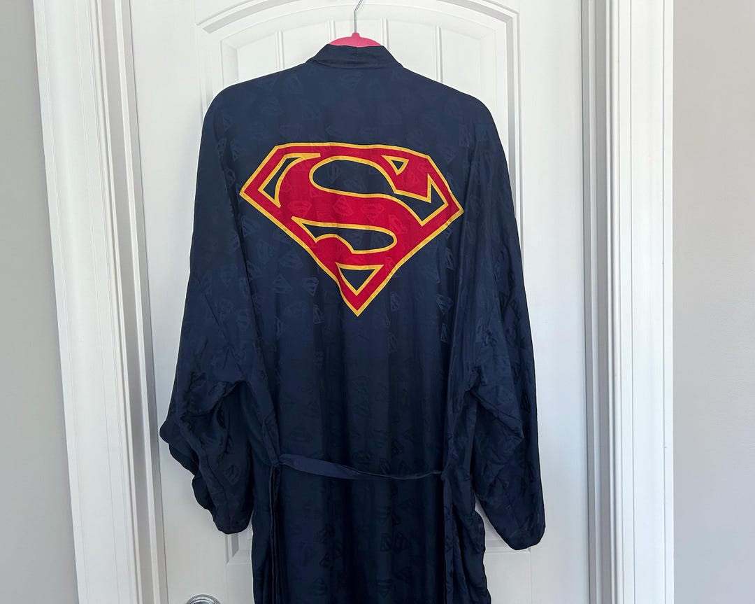 Vintage 1999 Superman 100% Silk Robe With Belt warner Brothers Studio ...