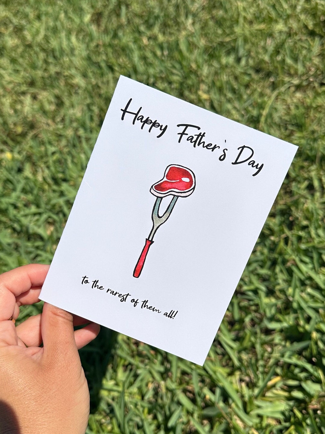 Steak Lover Father's Day Card: Hand-painted Watercolor (digital ...