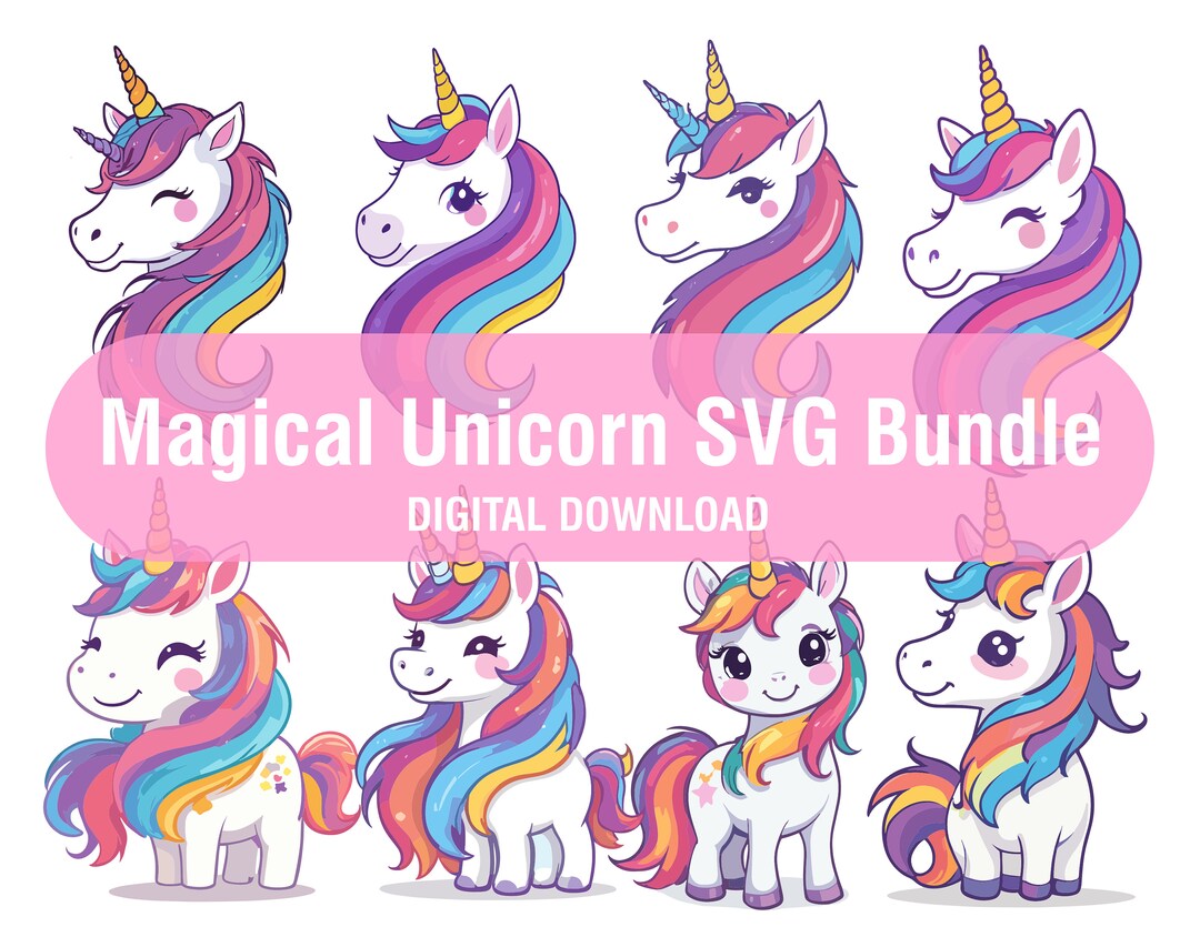 Magical Unicorn Clipart: SVG PNG Bundle (digital Download) - Etsy UK