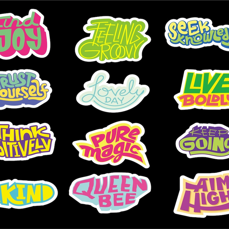 Typography Stickers - Etsy