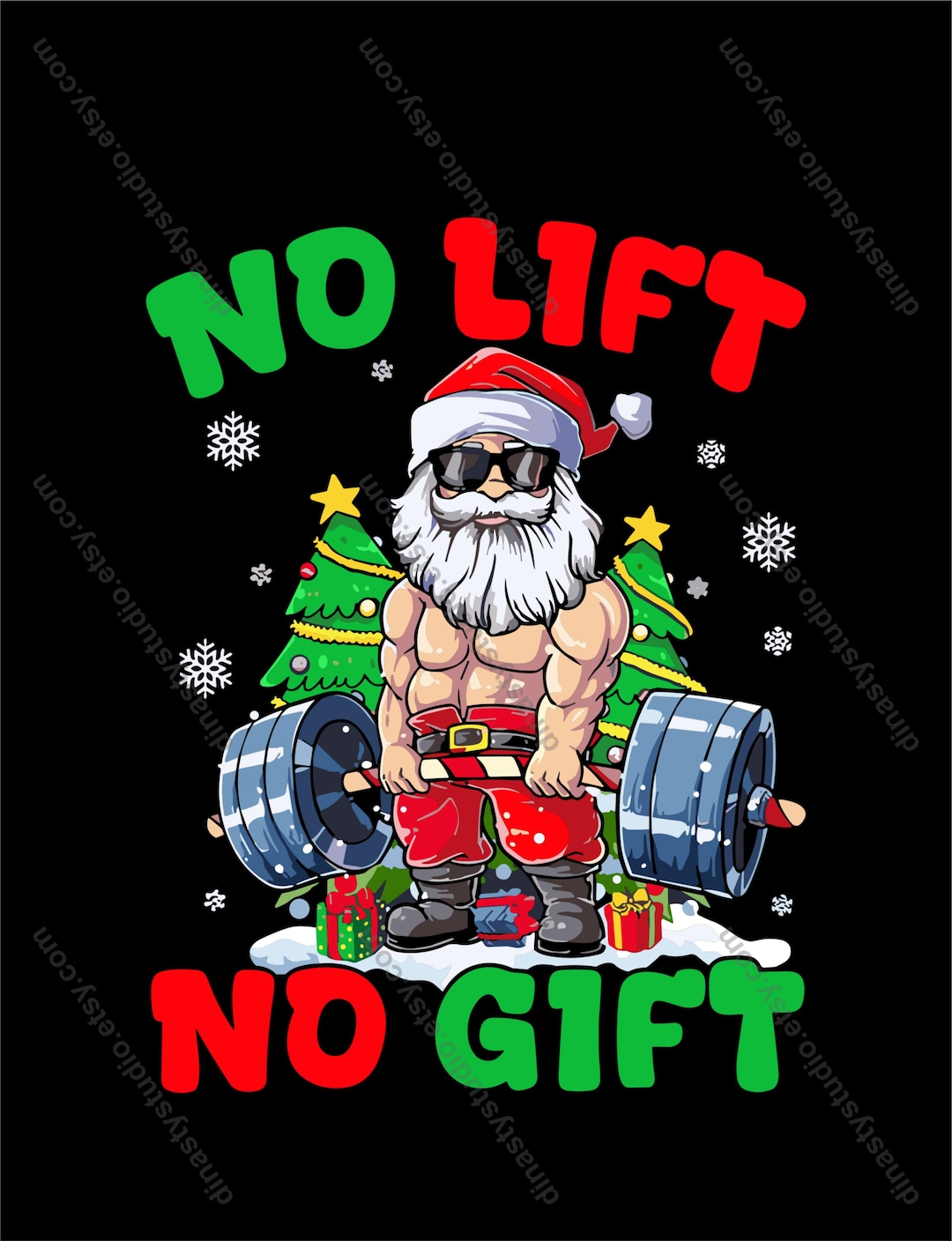 No Lift No Gift Santa Gym T-shirt Design (PNG SVG PDF) - Etsy