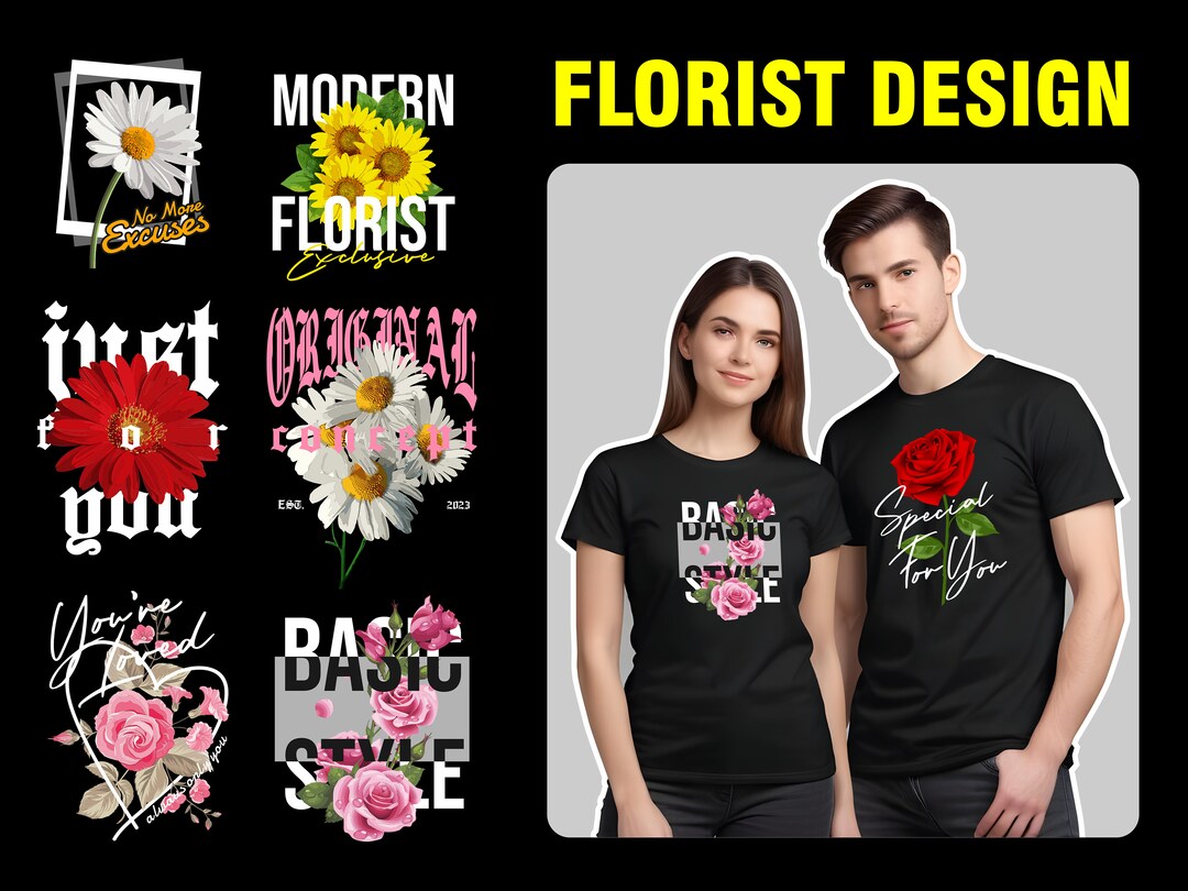 Florist Design Bundle: Flower SVG, Cricut & DTG Print Files (PDF) - Etsy