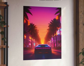 Vaporwave Poster Synthwave Wall Art Cyber City Print 80s Nostalgia ...