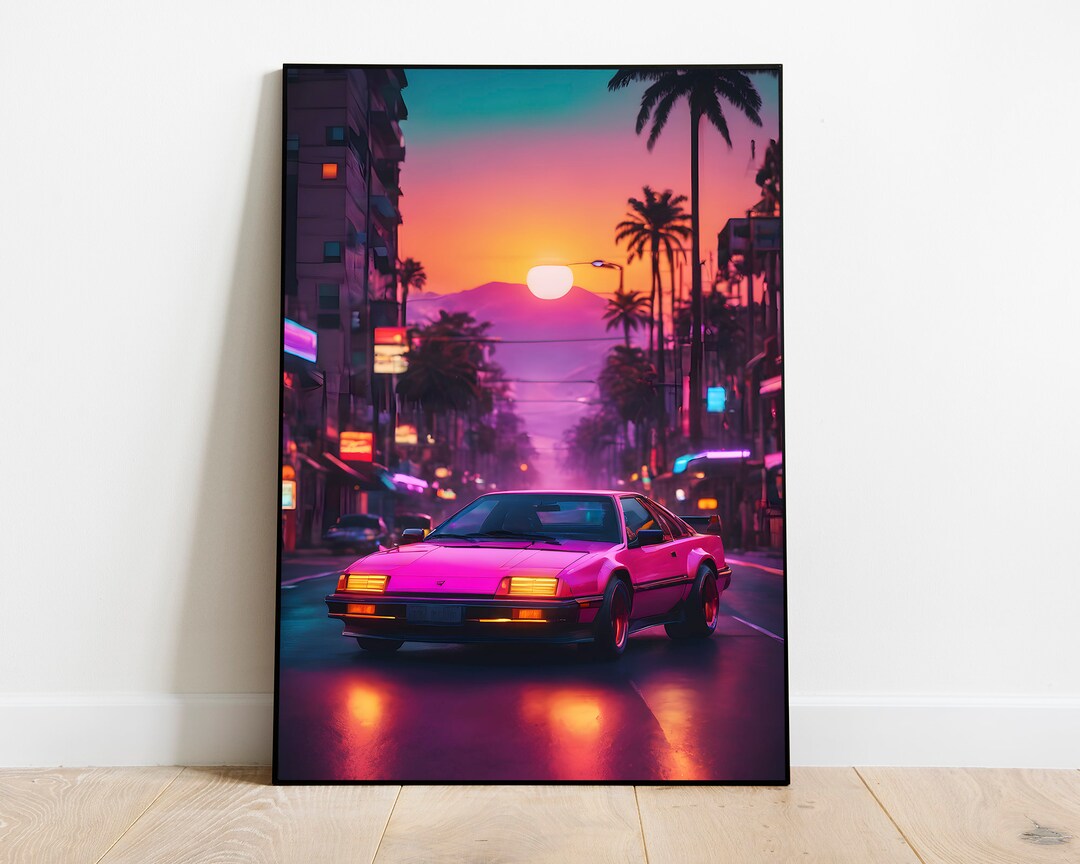 Synthwave Poster Digital Art | Printable Wall Art | Cyber City Print ...
