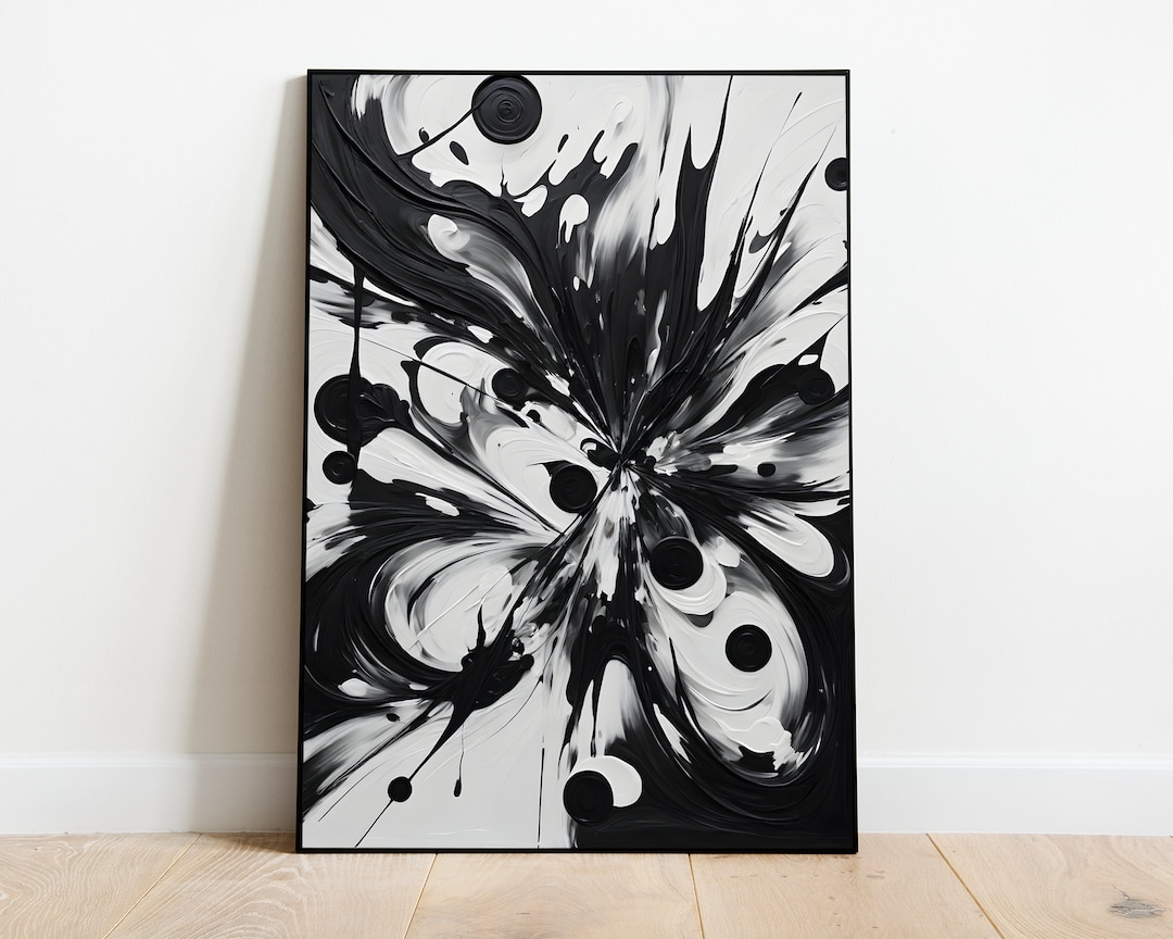 Black and White Abstract Poster Digital Art | Printable Wall Art ...