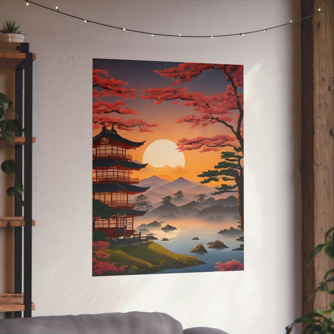 Japanese Ukiyo-e Poster Matte AI Wall Art Ukiyo-e Print Landscape ...