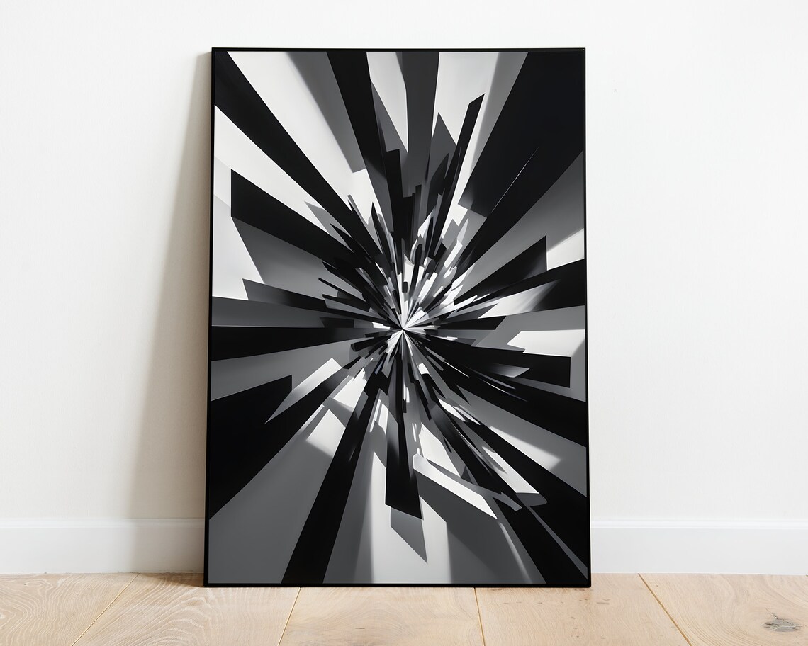 Black and White Abstract Poster Digital Art | Printable Wall Art ...