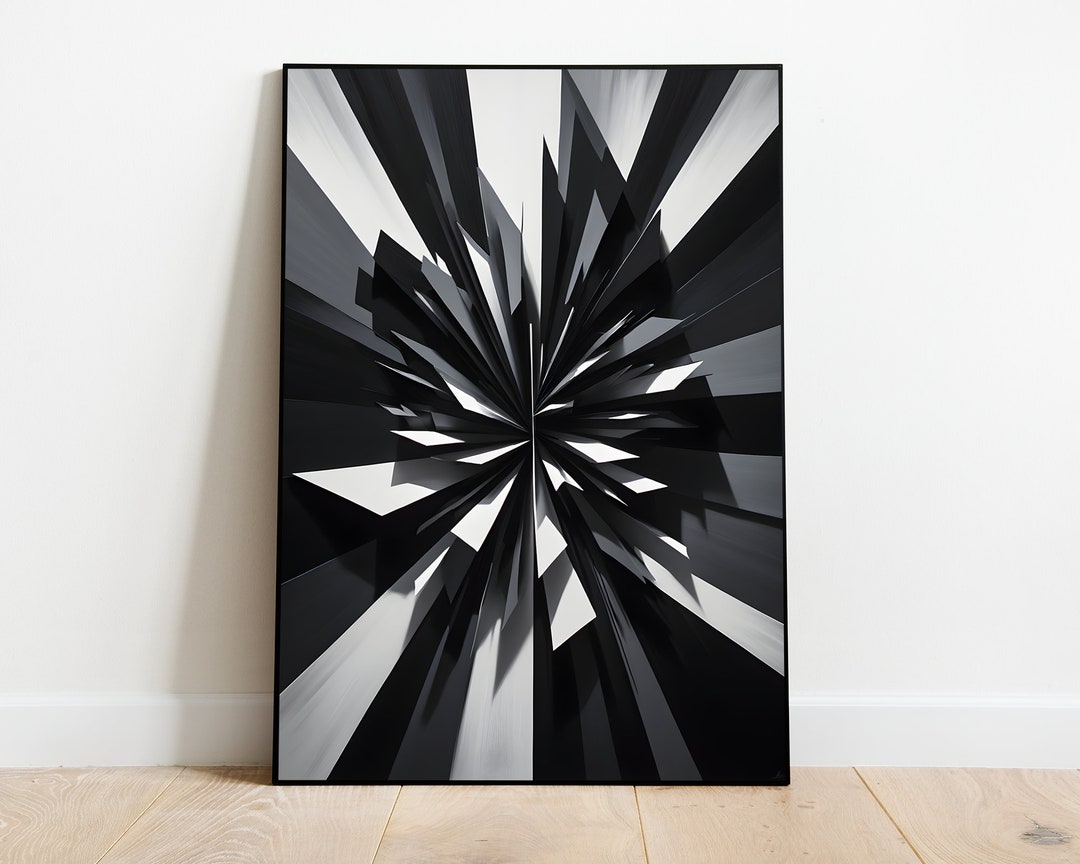 Black and White Abstract Poster Digital Art Printable Wall Art Black ...
