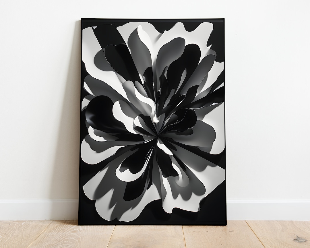 Black and White Abstract Poster Digital Art | Printable Wall Art ...