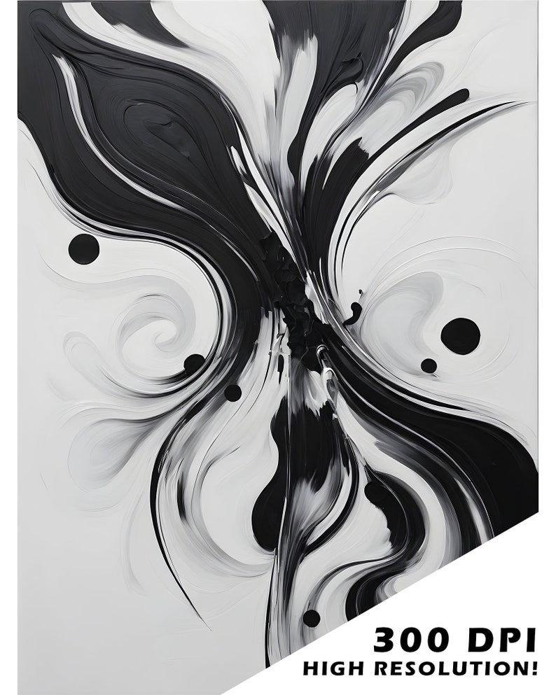 Black and White Abstract Poster Digital Art | Printable Wall Art ...