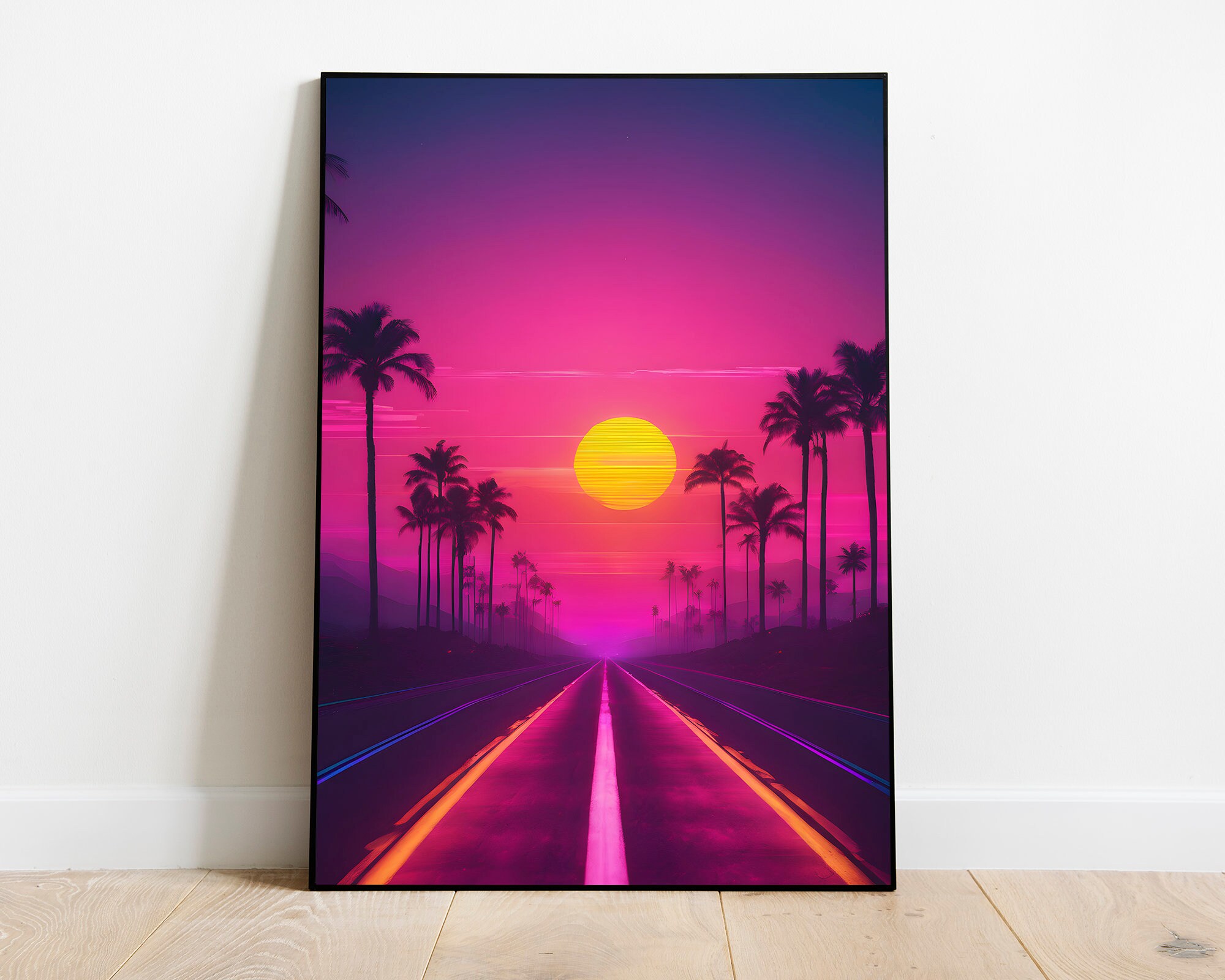 Synthwave Poster Digital Art Printable Wall Art Cyber City Print ...