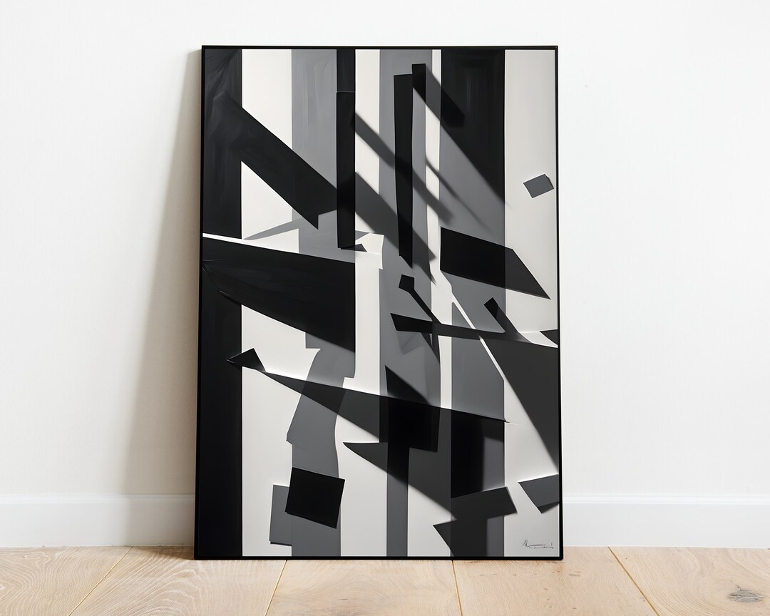 Black and White Abstract Poster Digital Art | Printable Wall Art ...