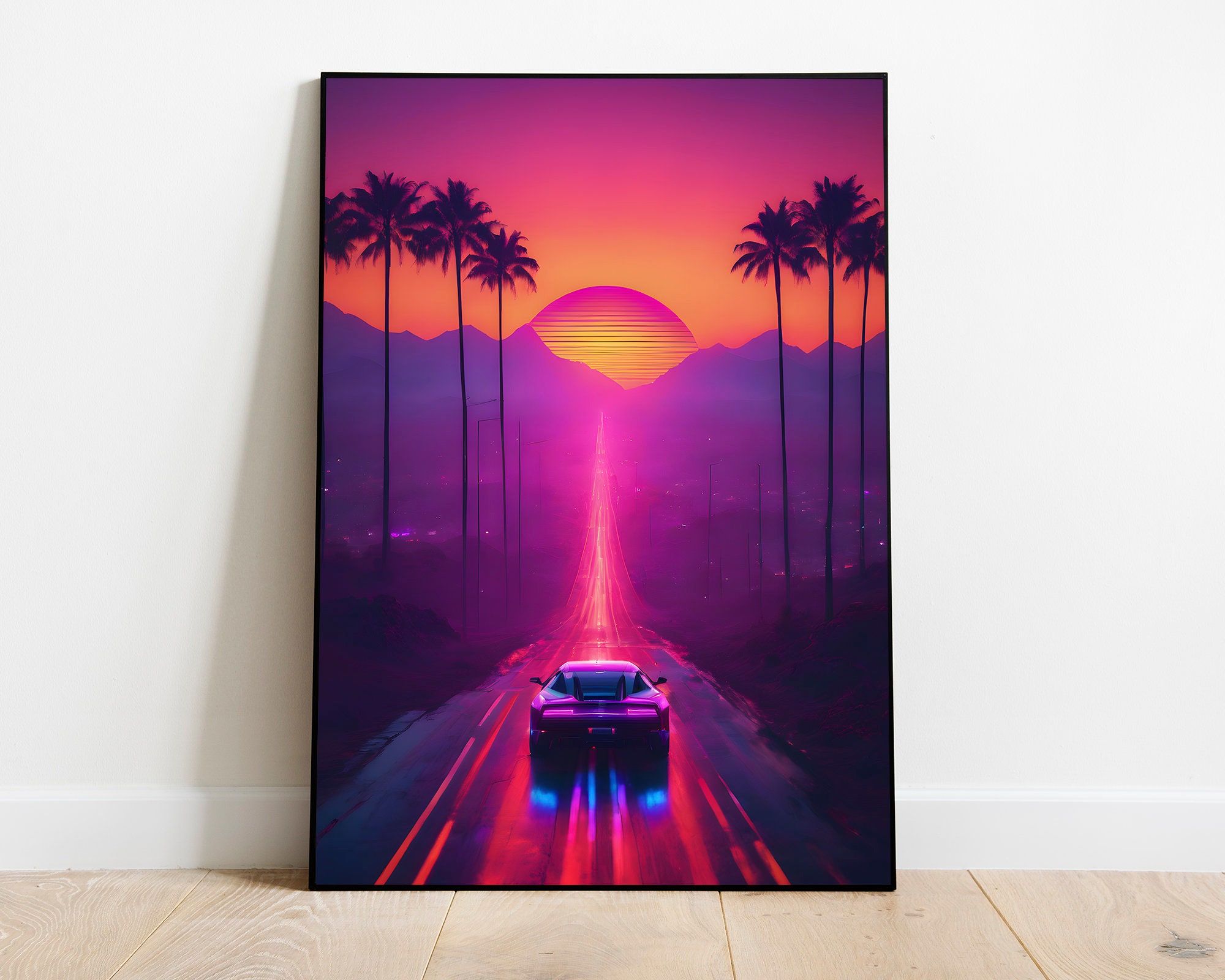 Synthwave Poster Digital Art | Printable Wall Art | Cyber City Print ...
