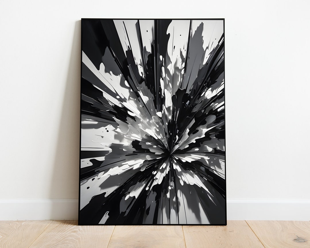 Black and White Abstract Poster Digital Art | Printable Wall Art ...