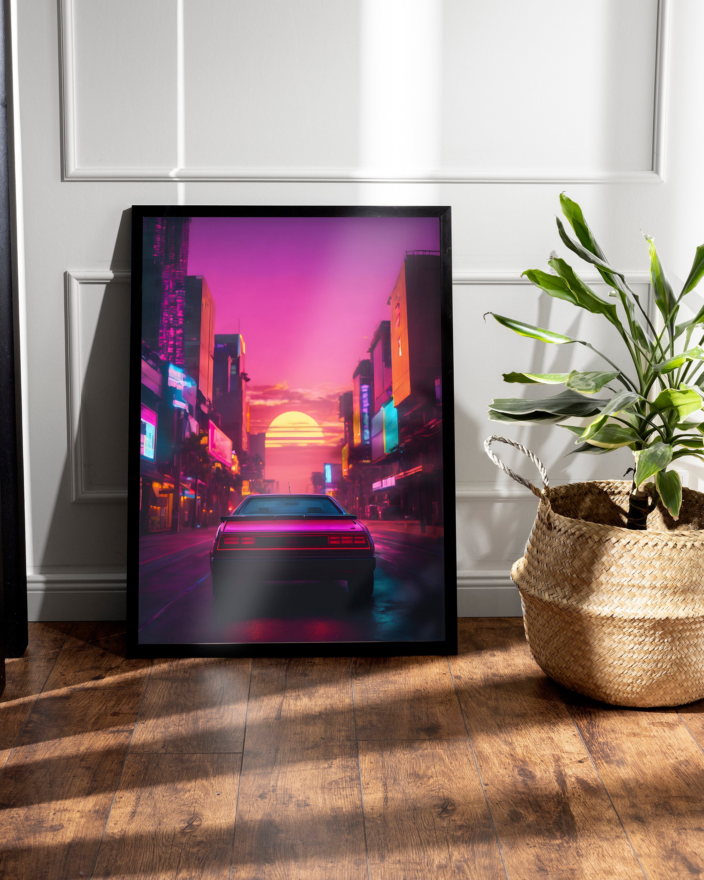 Synthwave Poster Digital Art Printable Wall Art Cyber City Print ...
