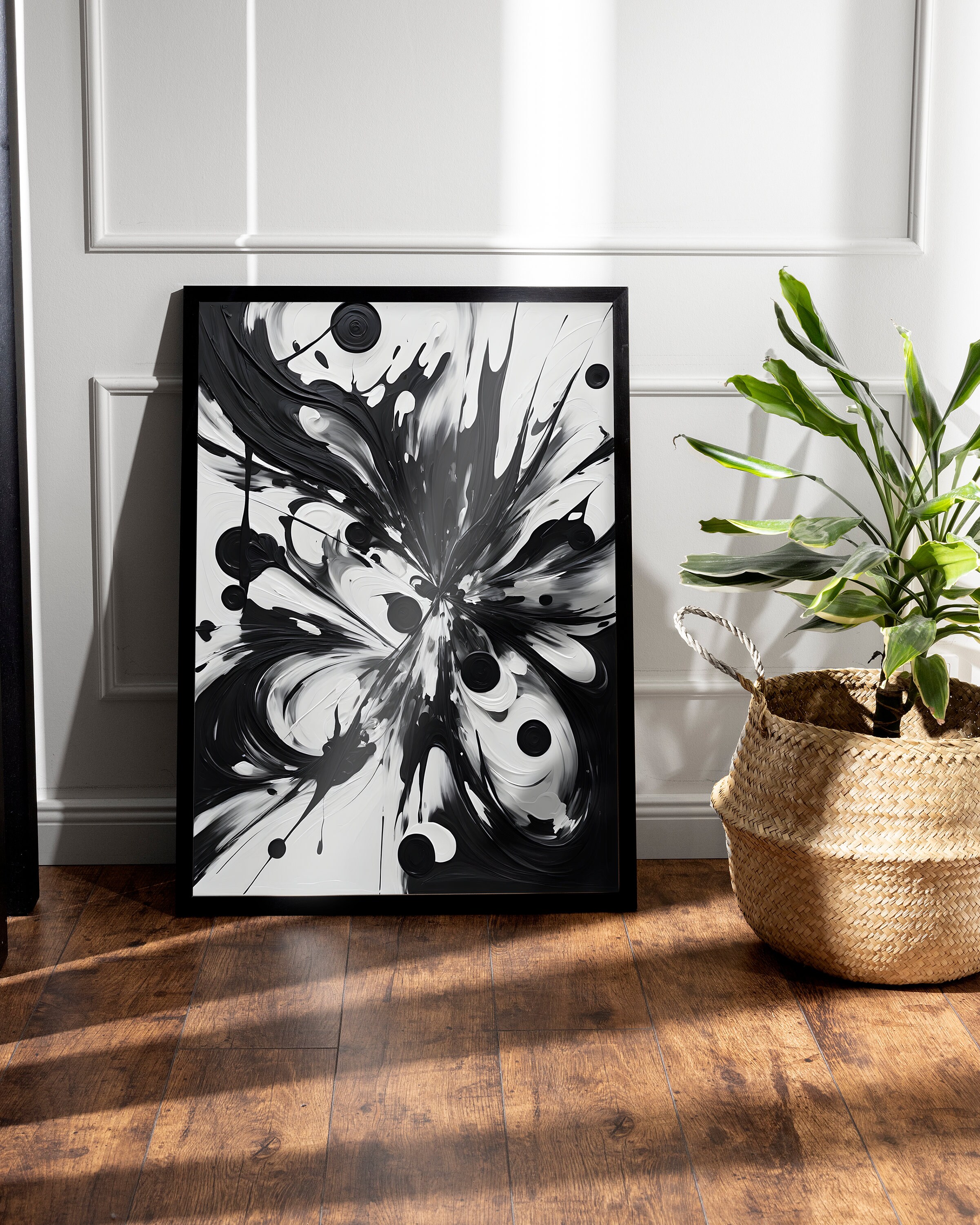 Black and White Abstract Poster Digital Art | Printable Wall Art ...