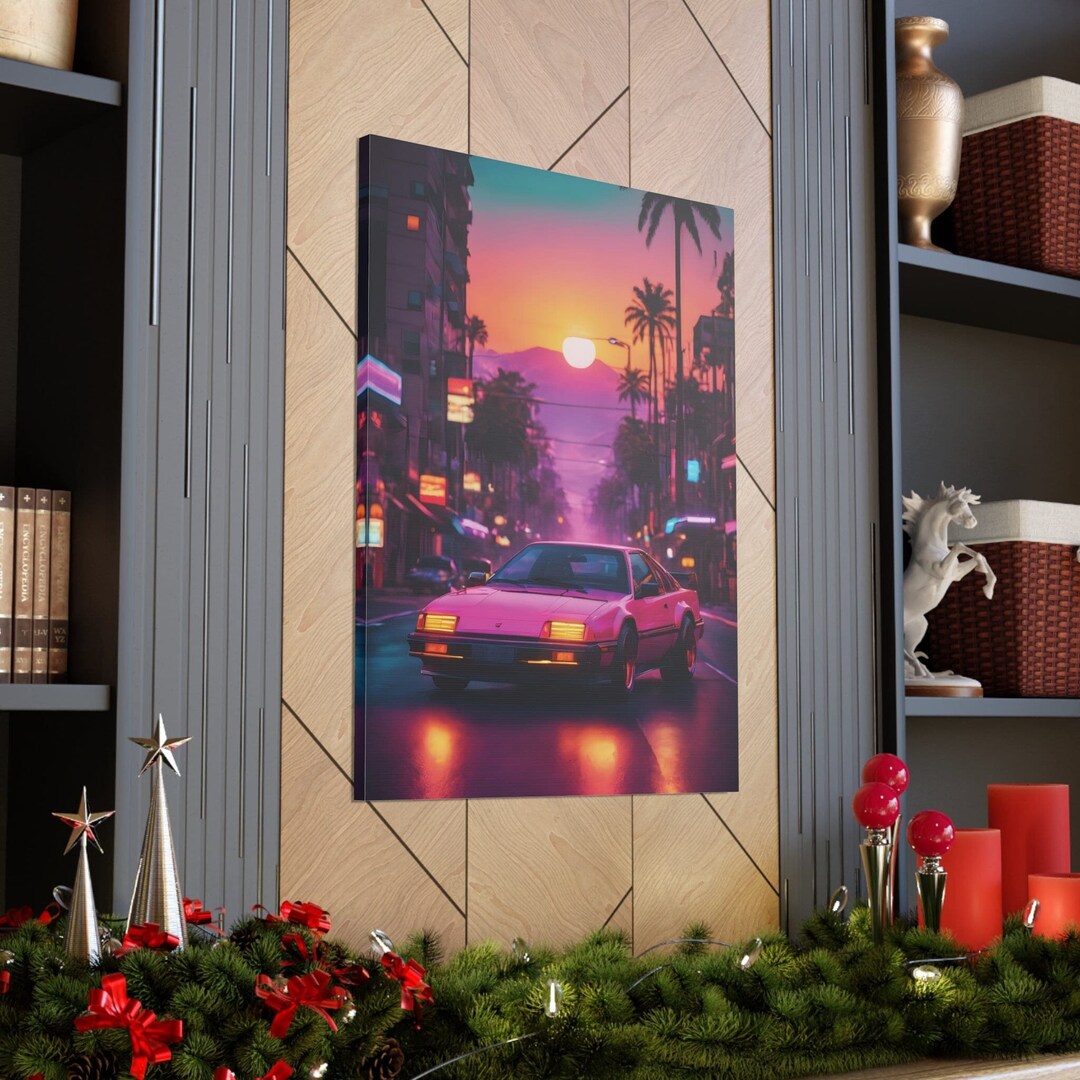 Synthwave Canvas Frameless Museum Gallery Wrap Wall Art Print 80s ...