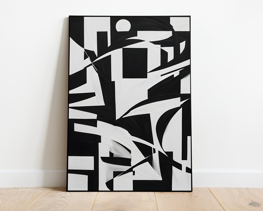 Black and White Abstract Poster Digital Art | Printable Wall Art ...