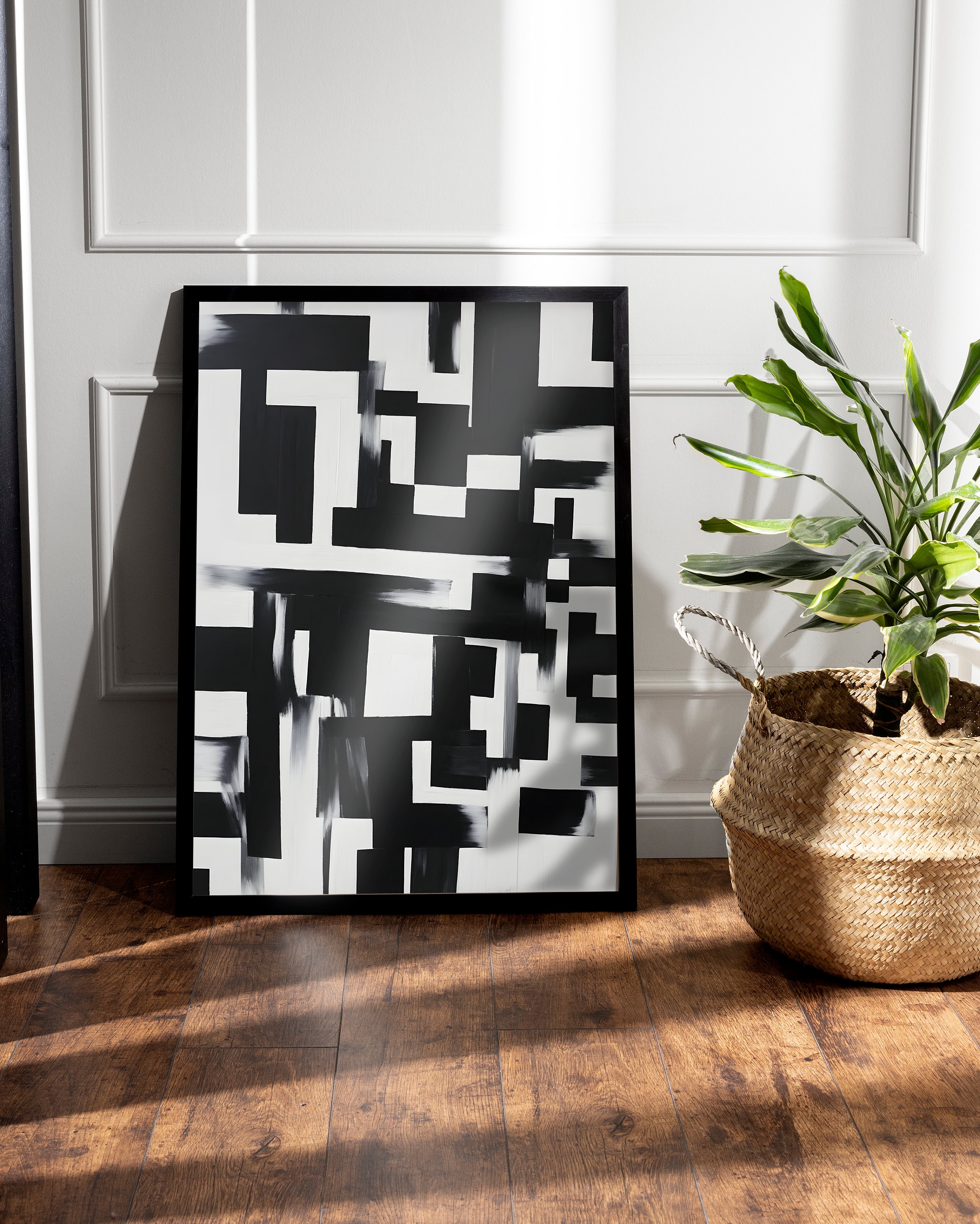 Black and White Abstract Poster Digital Art Printable Wall Art Black ...